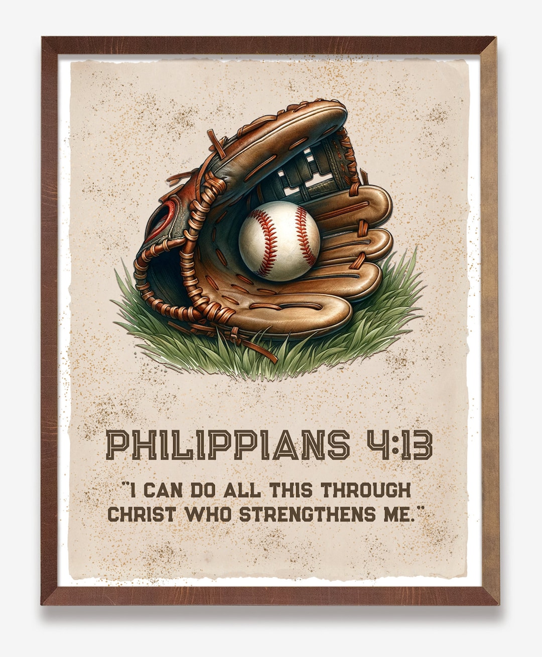 Christian Baseball Decor PRINTABLE | Baseball Bible Verse Frame Philippians 4:13 Wall Art ...