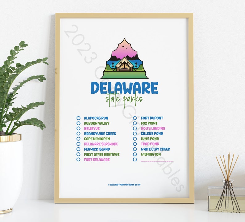 Delaware State Parks Checklist PRINTABLE 16x20 - Etsy