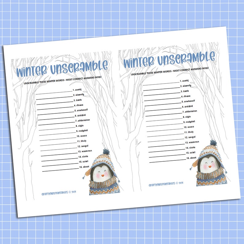 Winter Unscramble Game PRINTABLE | Fun Winter Games Digital Download ...
