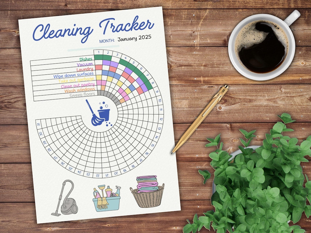 Cleaning Tracker Printable Journal Page Habit Tracker Track House ...