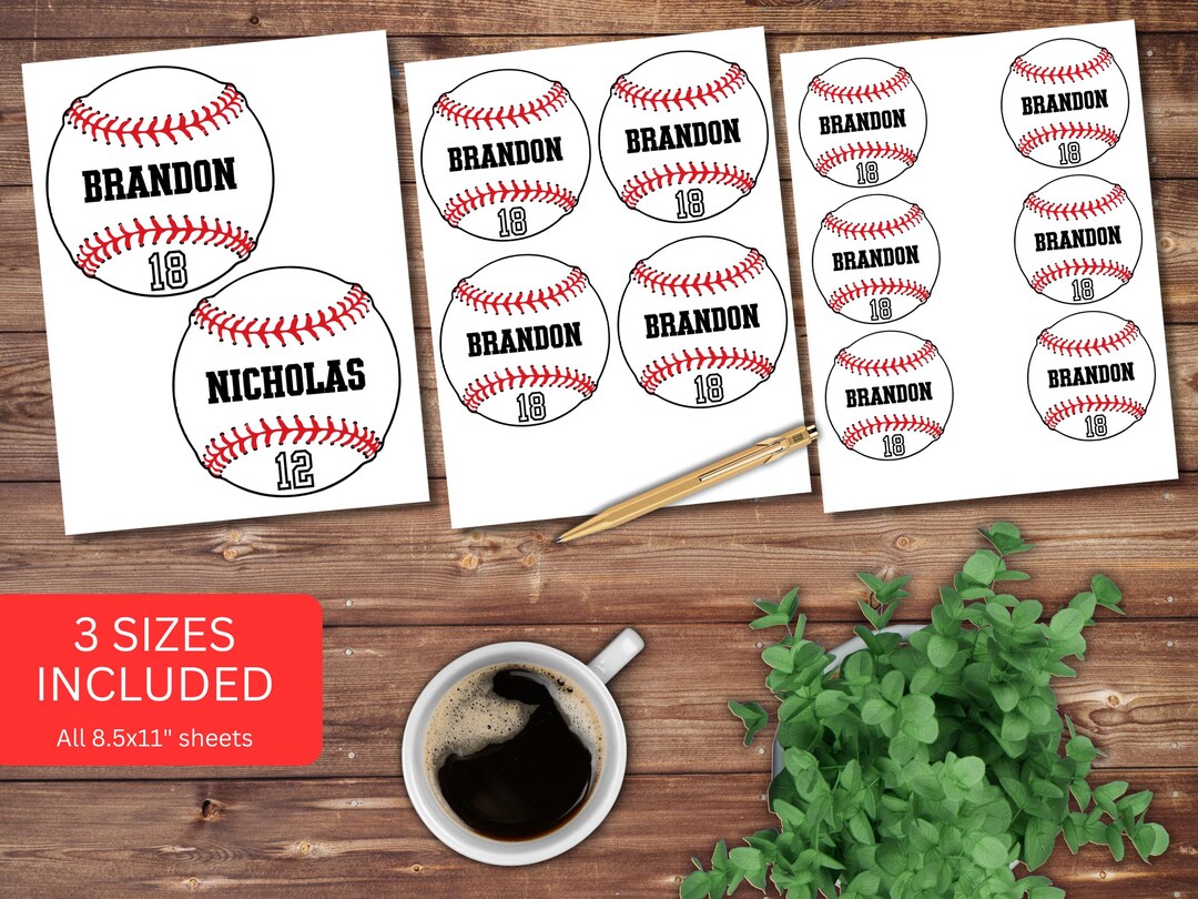 Baseball Tags Editable Names Numbers Colors, 3 Sizes Included, DIY ...