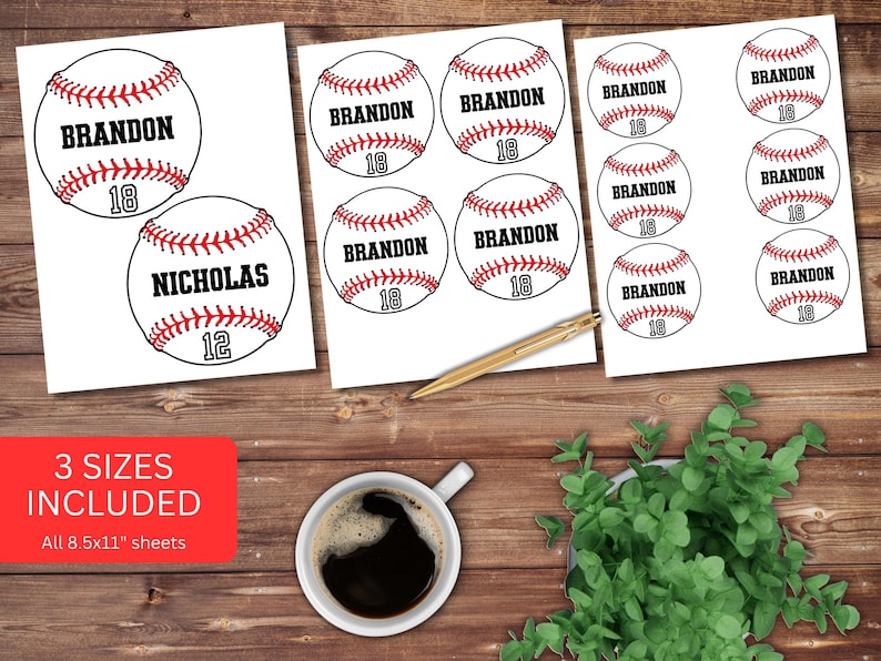 Baseball Tags Editable Names Numbers Colors, 3 Sizes Included, DIY ...