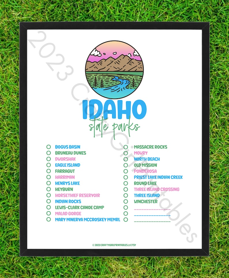 Idaho State Parks Checklist PRINTABLE 16x20 - Etsy