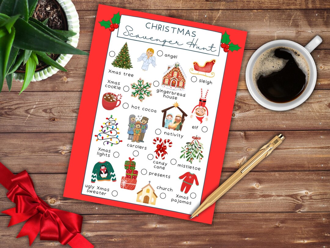 Christmas Scavenger Hunt Printable for Kids Winter Theme Xmas Fun ...