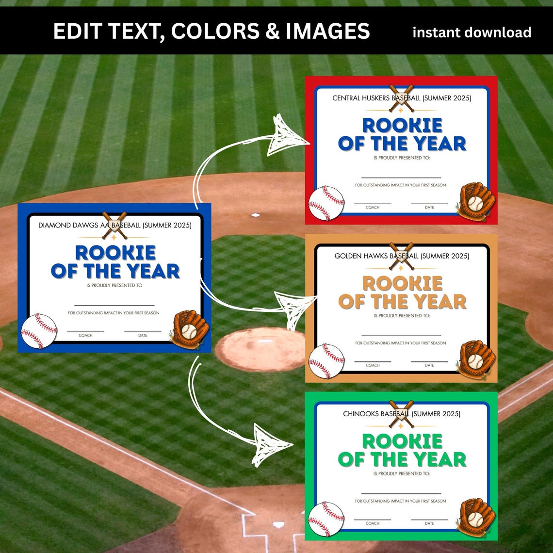 Editable Baseball Award Certificates Printable , Baseball Team Awards ...