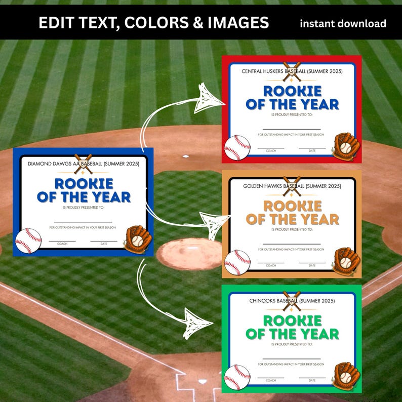 Editable Baseball Award Certificates Printable , Baseball Team Awards ...