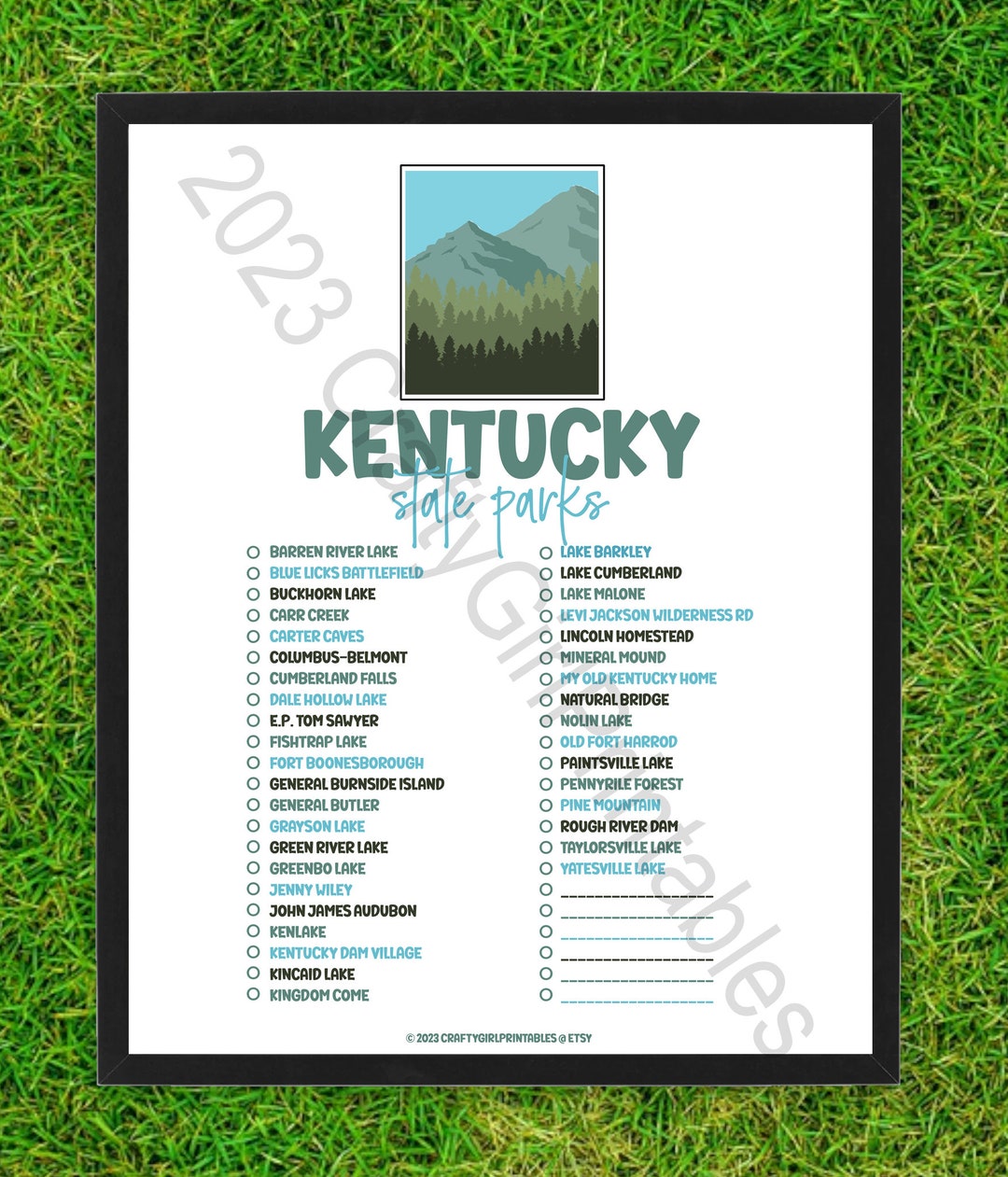 Kentucky State Parks Checklist PRINTABLE 16x20 - Etsy