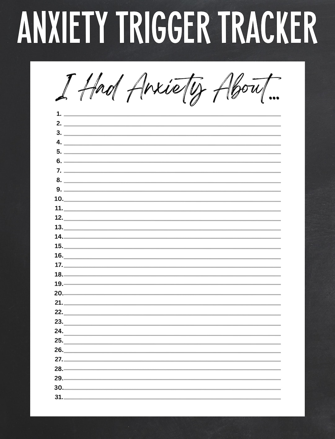 Anxiety Trigger Tracker Printable Journal Page Mental Health Habit ...