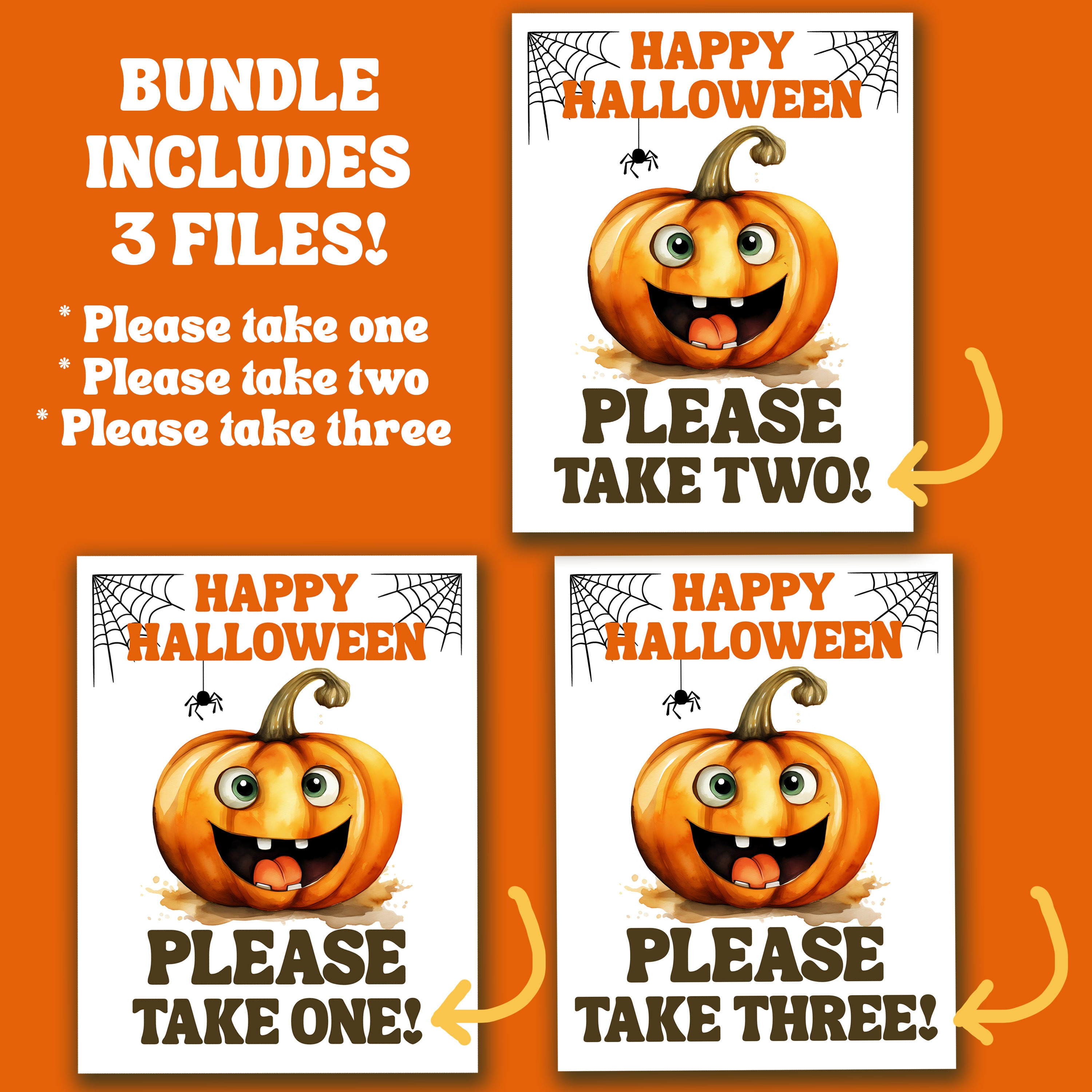 Please Take One Two Three Sign PRINTABLE | Halloween Trick or Treat ...