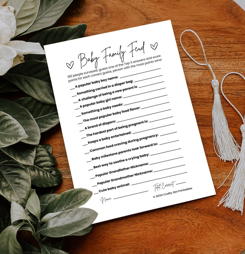 Baby Shower Family Feud Game PRINTABLE | Baby Shower Games | Baby ...