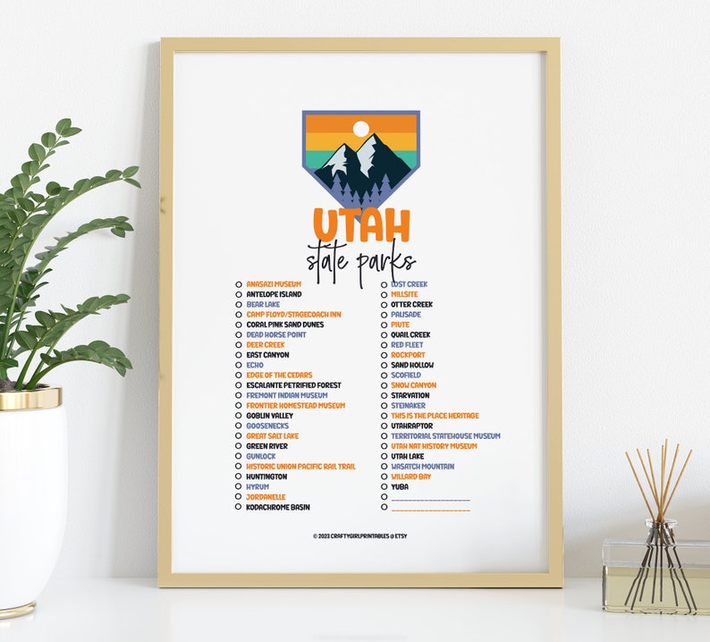 Utah State Parks Checklist PRINTABLE 16x20 - Etsy