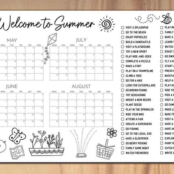 Summer Calendar - Etsy