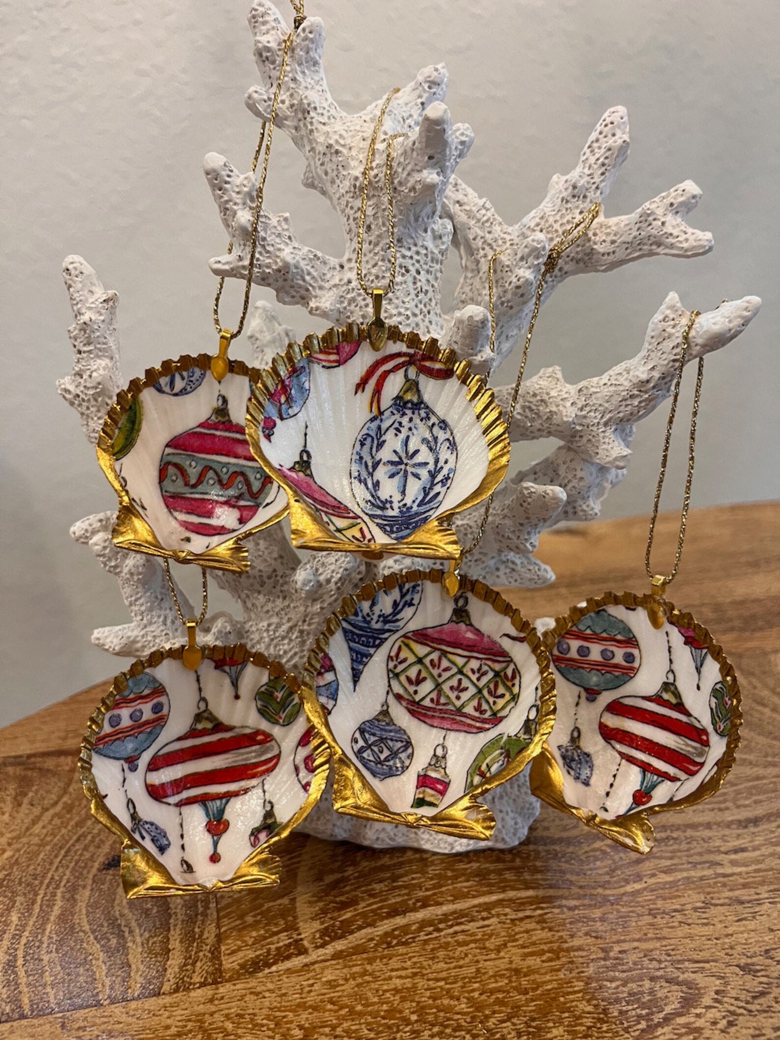 Gold Gilded Scallop Shell Christmas Tree Ornaments - Etsy