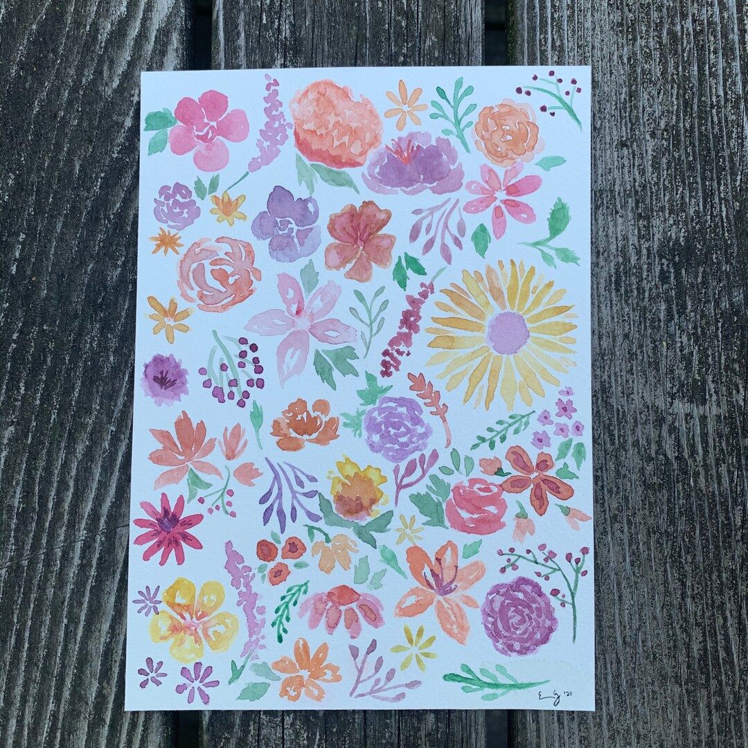 Watercolor Flower Collage - Etsy