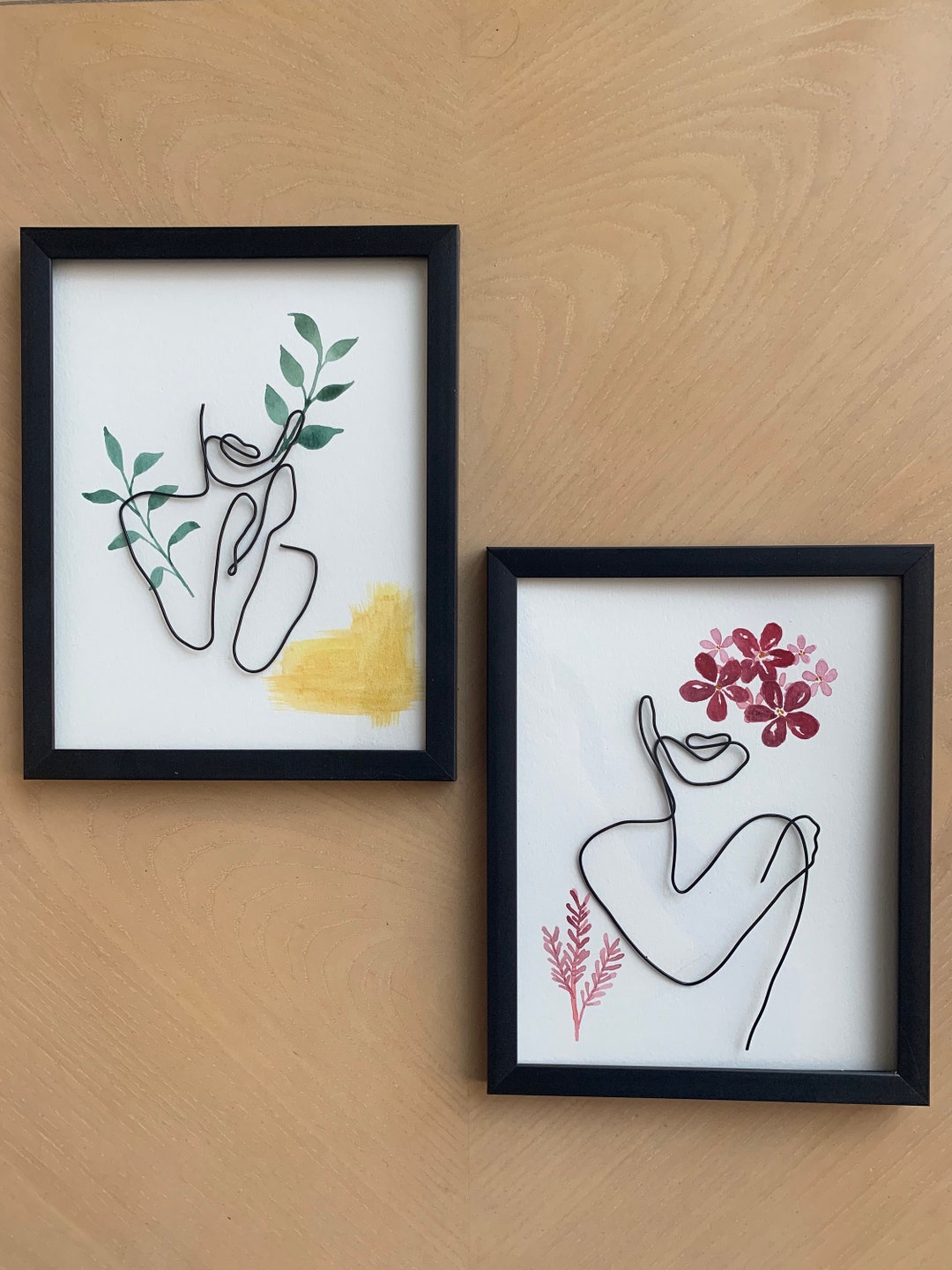 Two Single Line Wire Art | Framed Line Wall Art | Minimal Line Art ...