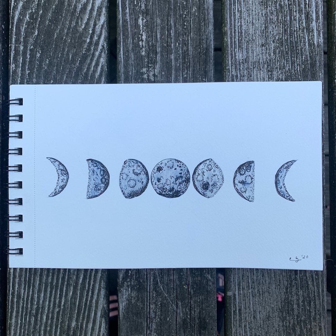 Moon Phases Ink and Watercolor - Etsy