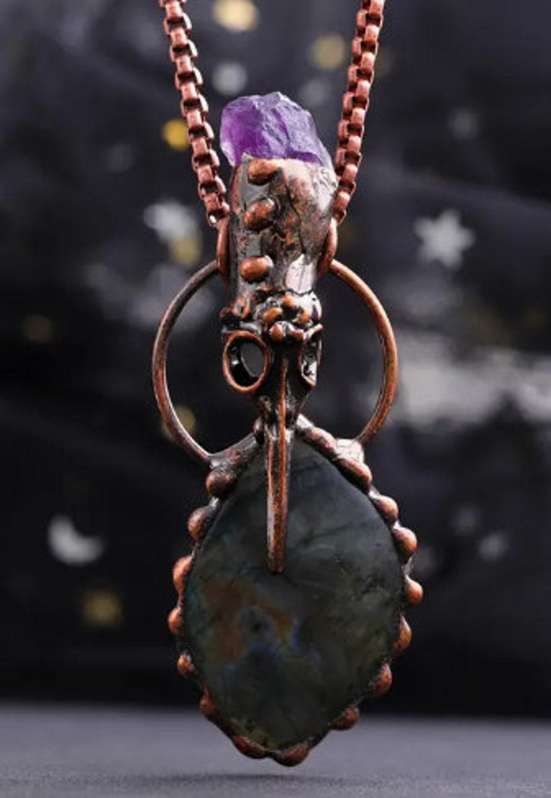 Crow Magic: Natural Stone Goddess Style Pendant With Amethyst and ...