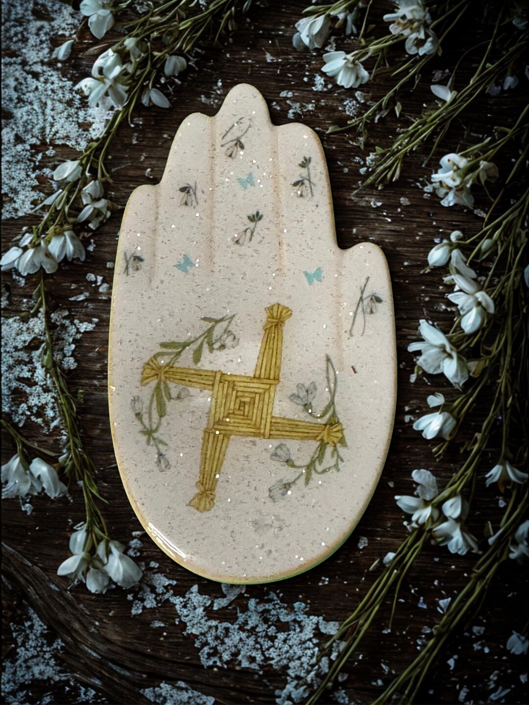 Brigid Goddess Palm – Imbolc Altar Dish, Pagan Ritual Tray, Handmade ...