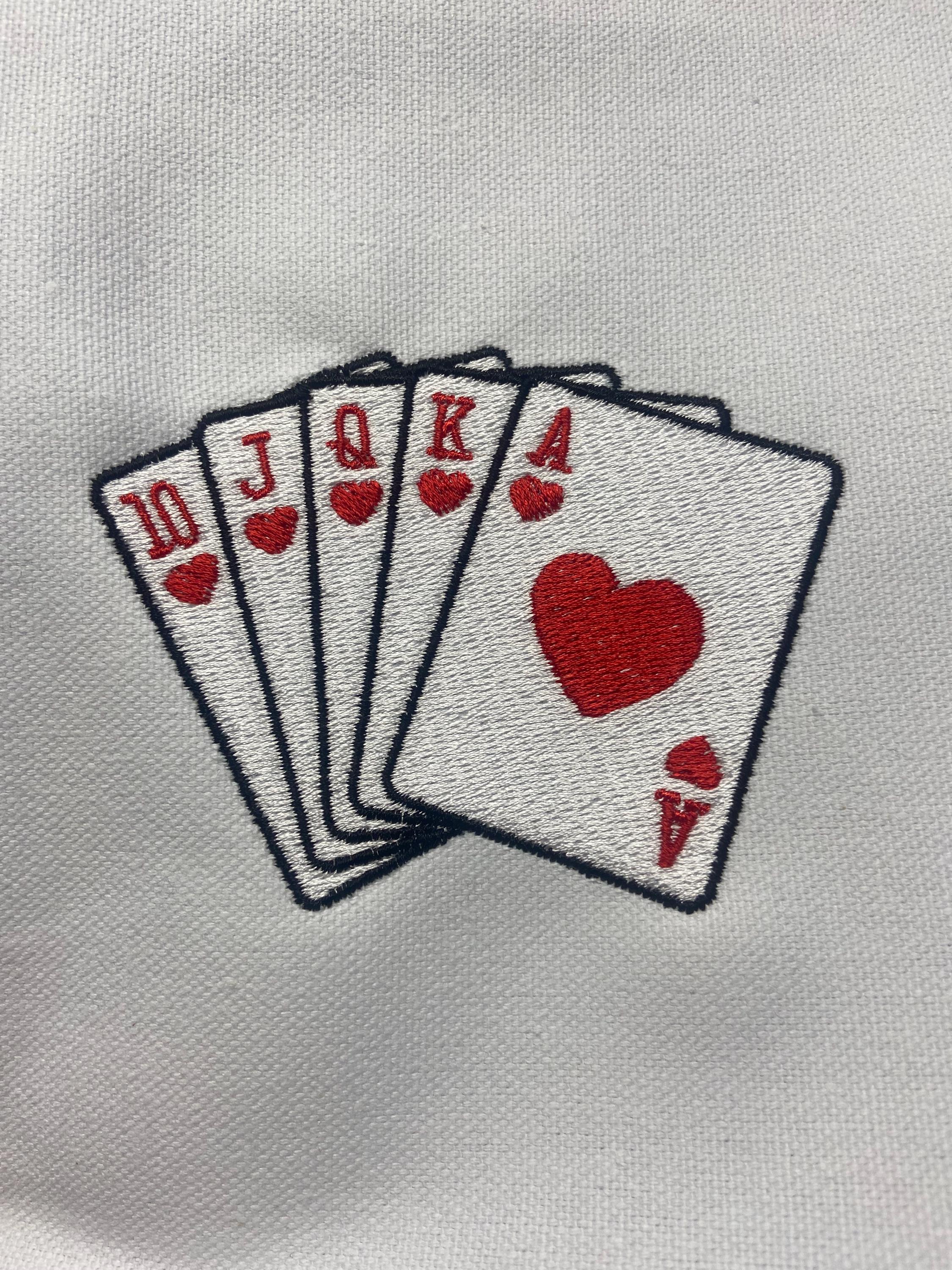 Royal Flush Machine Embroidery Design – Playing Card Poker Pattern ...