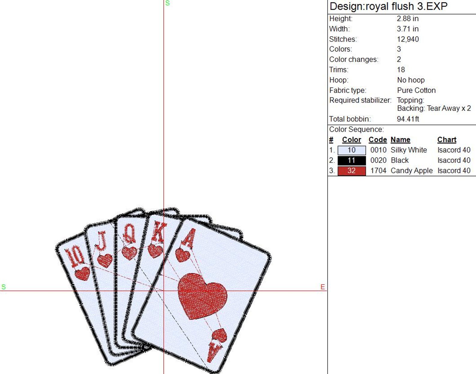 Royal Flush Machine Embroidery Design – Playing Card Poker Pattern ...