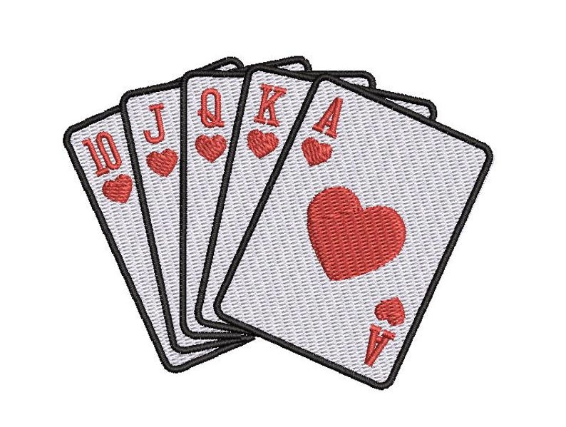 Royal Flush Machine Embroidery Design – Playing Card Poker Pattern ...