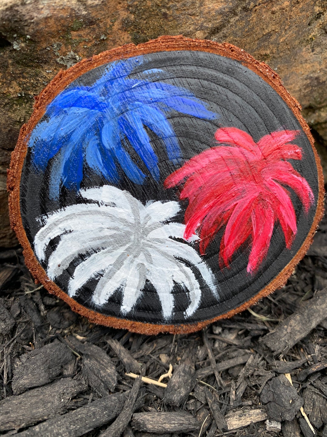 Red White & Blue Firework Wood Slab - Etsy