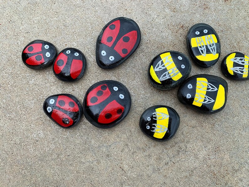 Ladybug and Bumble Bee Tic Tac Toe Rock Game: 10 Pieces - Etsy