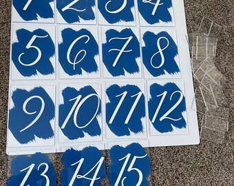 Royal Blue Wedding Blue Table Numbers Watercolor Beach - Etsy