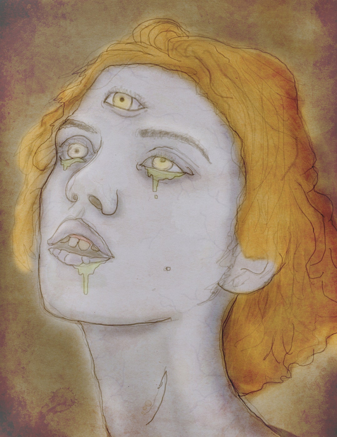 Undead Zen 8.25"x10.5", Zomibe Art Dark Art Horror Print Zombie Girl ...