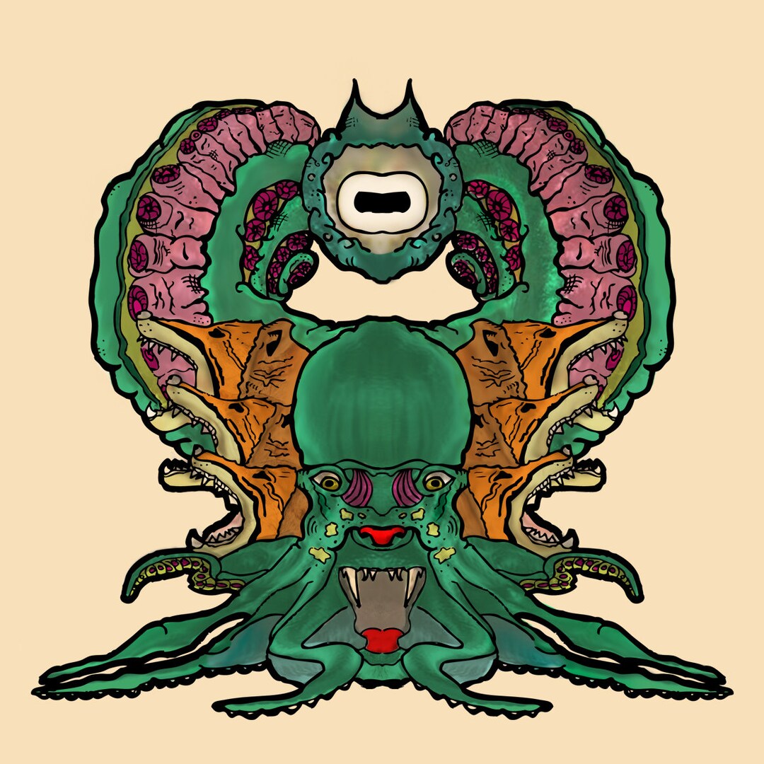 Octofox Print, Illustration Comic Art Drawing Dark Art Fantasy Art ...