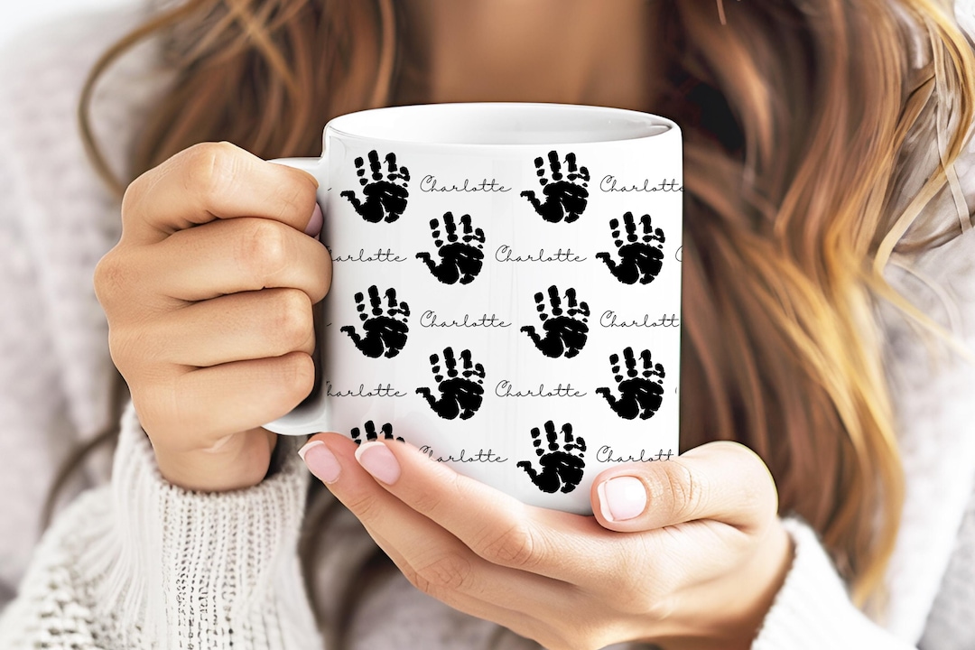 Custom Baby Handprint or Footprint Mug With Name, Memorial or Keepsake ...