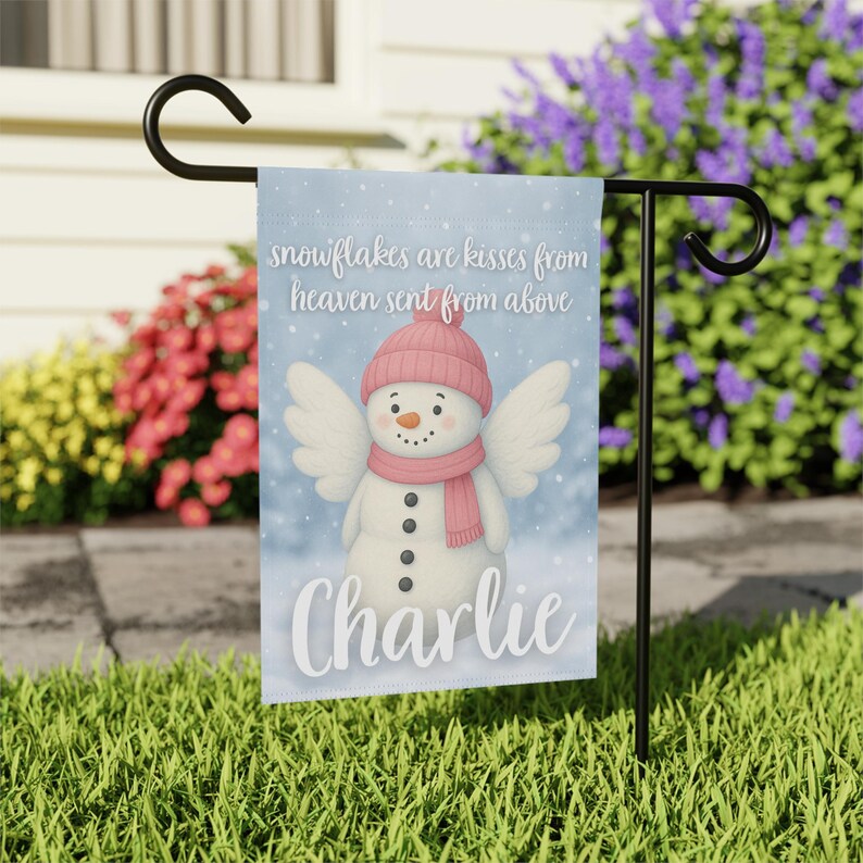 Angel Snowman Child Memorial Garden Flag for Winter, Cemetery Flag, in ...