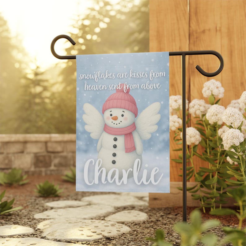 Angel Snowman Child Memorial Garden Flag for Winter, Cemetery Flag, in ...