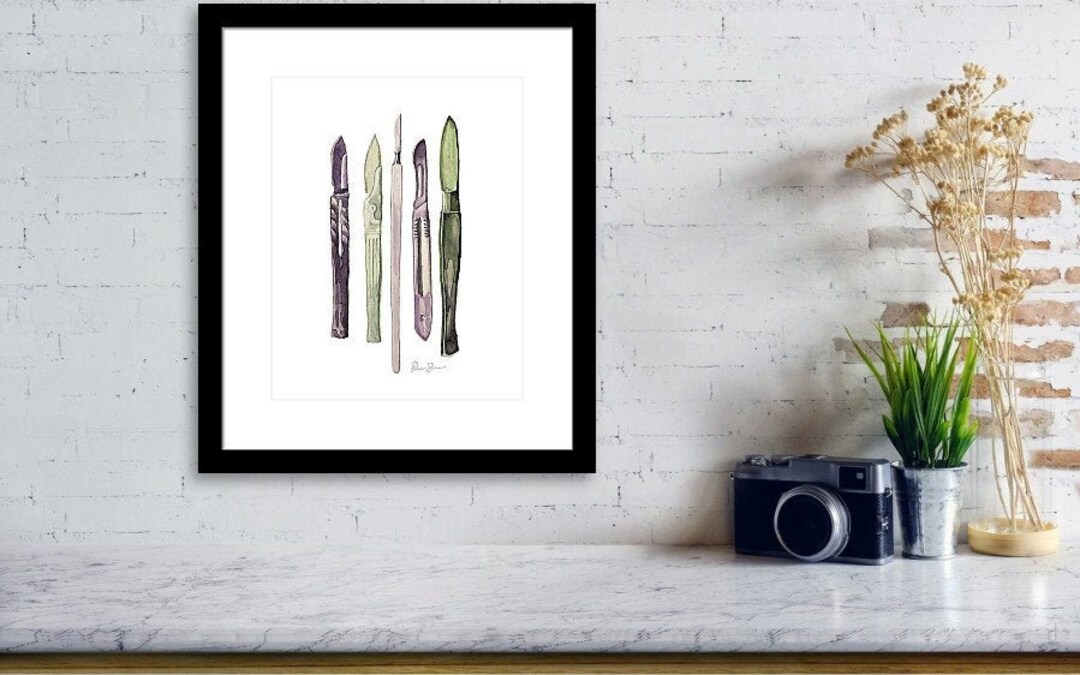 Scalpels Watercolor Print - Surgical Tools - Surgical Art - Abstract ...