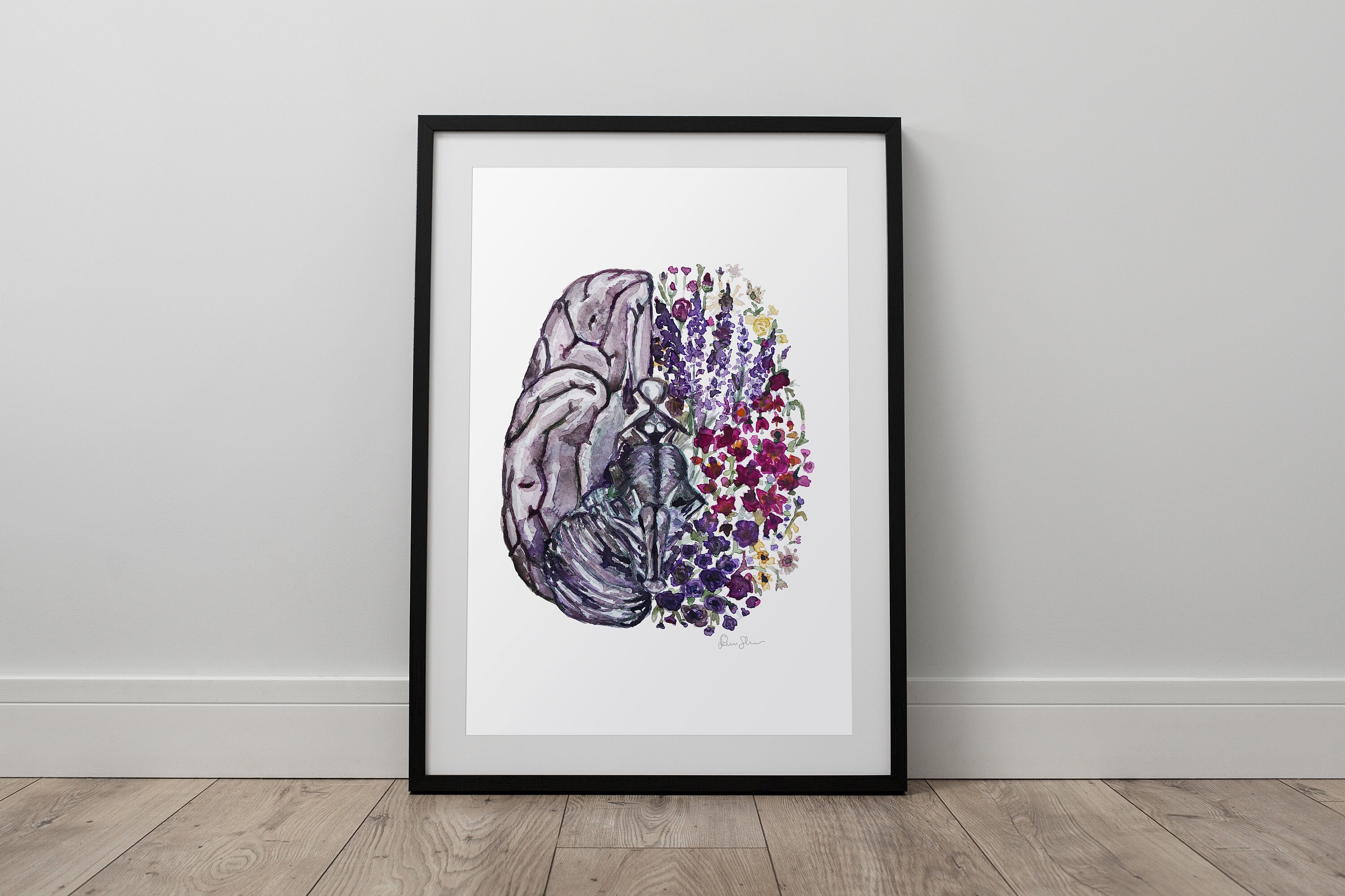 Floral Brain Watercolor Print Abstract Brain Neurosurgery | Etsy