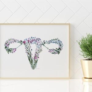 Floral Uterus Watercolor Print - Floral Abstract Uterus - OBGYN Art ...