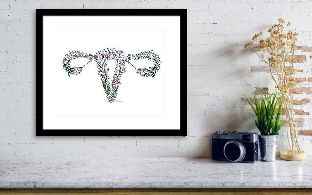 Floral Uterus Watercolor Print - Floral Abstract Uterus - OBGYN Art ...