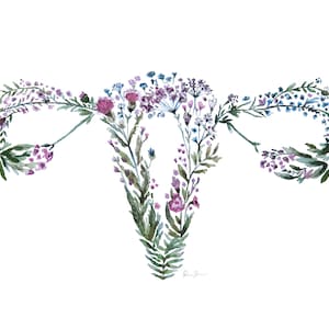 Floral Uterus Watercolor Print - Floral Abstract Uterus - OBGYN Art ...