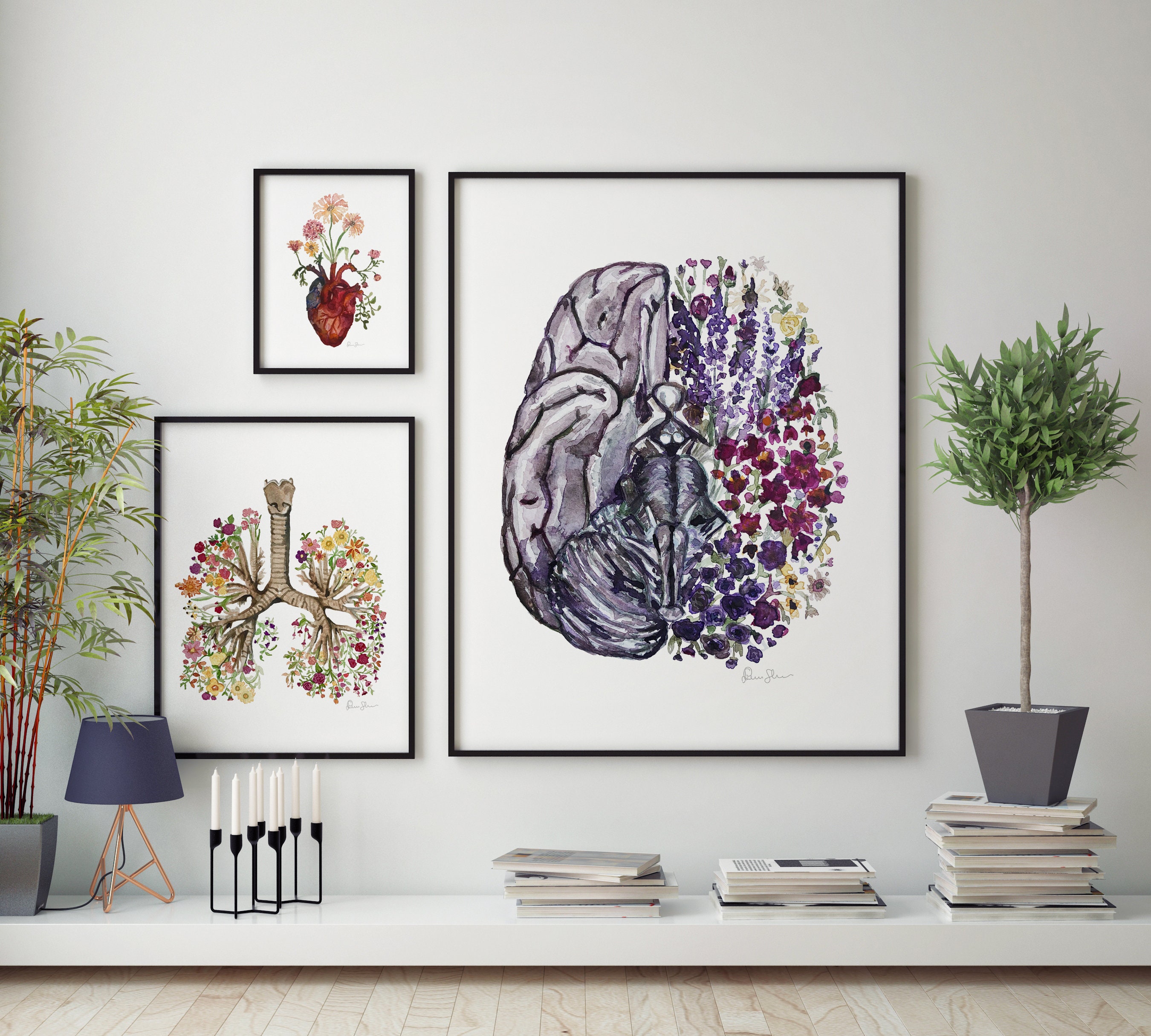 Floral Brain Watercolor Print Abstract Brain Neurosurgery | Etsy