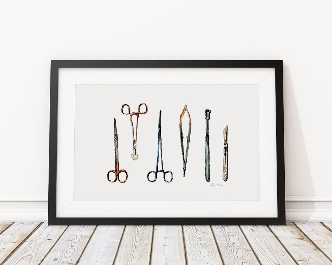 Surgical Instruments Watercolor Print - Surgical Tools - Surgical Art ...