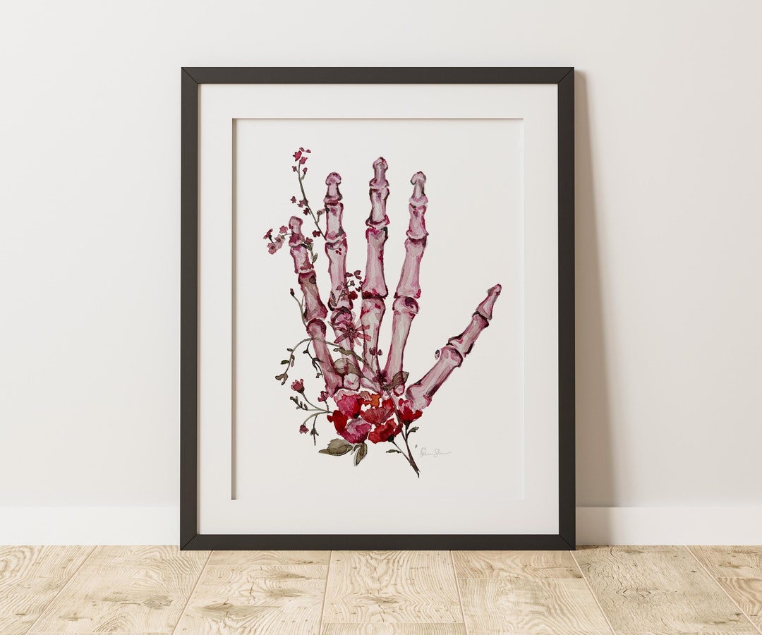Floral Hand Watercolor Print - Hand Surgery Art - Abstract Anatomy Art ...