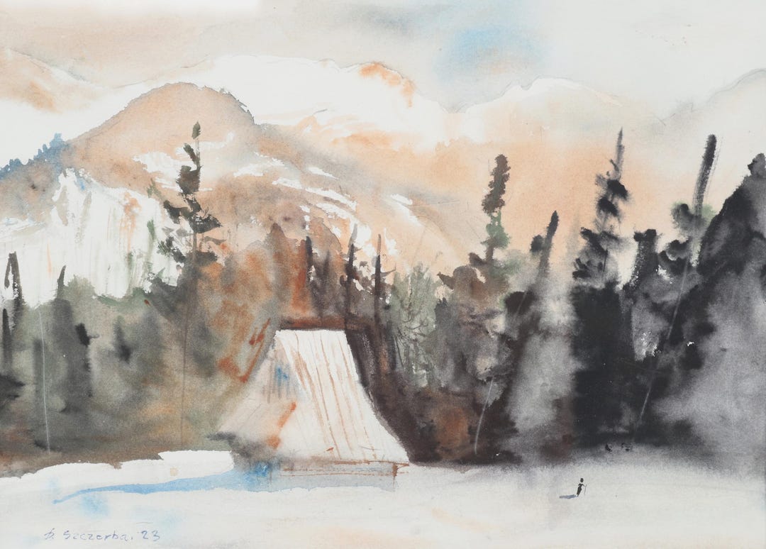 Rusinowa Polana, Tarty, Akwarela Na Bawełnianym Papierze, Drewniana ...