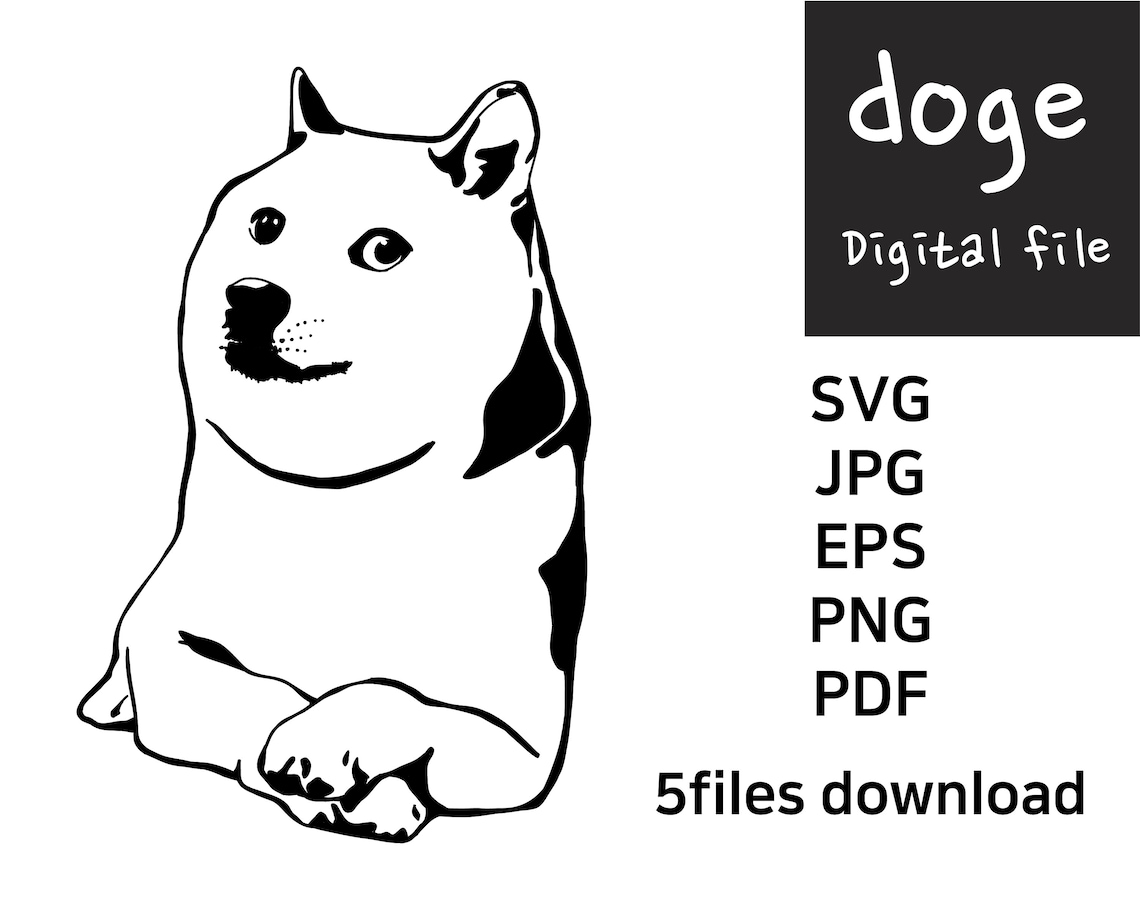 Doge Digital File, Svg, Black Doge Vector, Jpg, Png, Eps, Pdf - Etsy