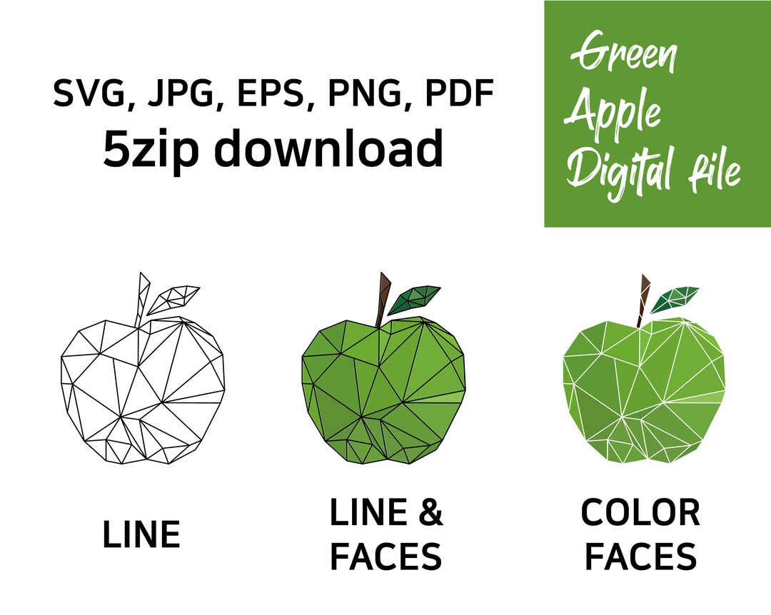 Green Apple Digital File, Green Apple Svg, Green Apple Clipart, Vector ...