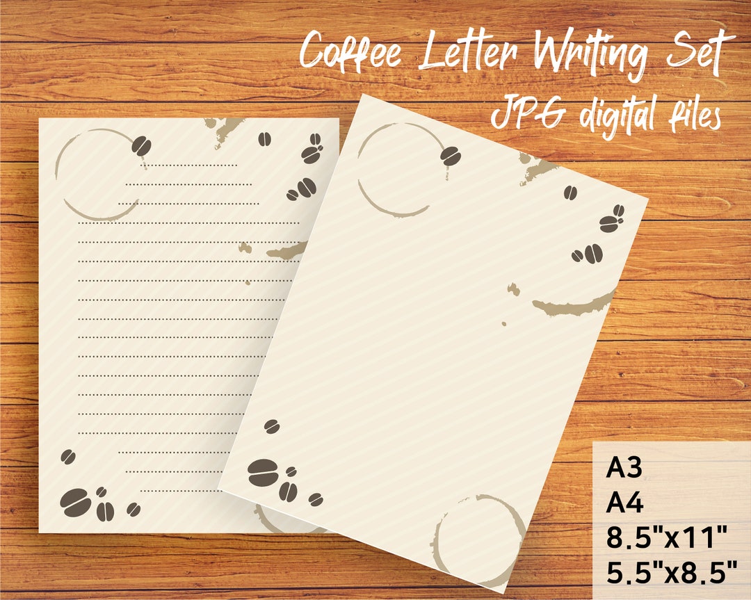 Coffee Letter Writing Set, Snail Mail, Writing Paper, Digital Letter ...