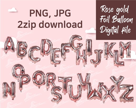 Pink Rose Gold Foil Balloon Alphabet Clip Art Party Balloon | Etsy