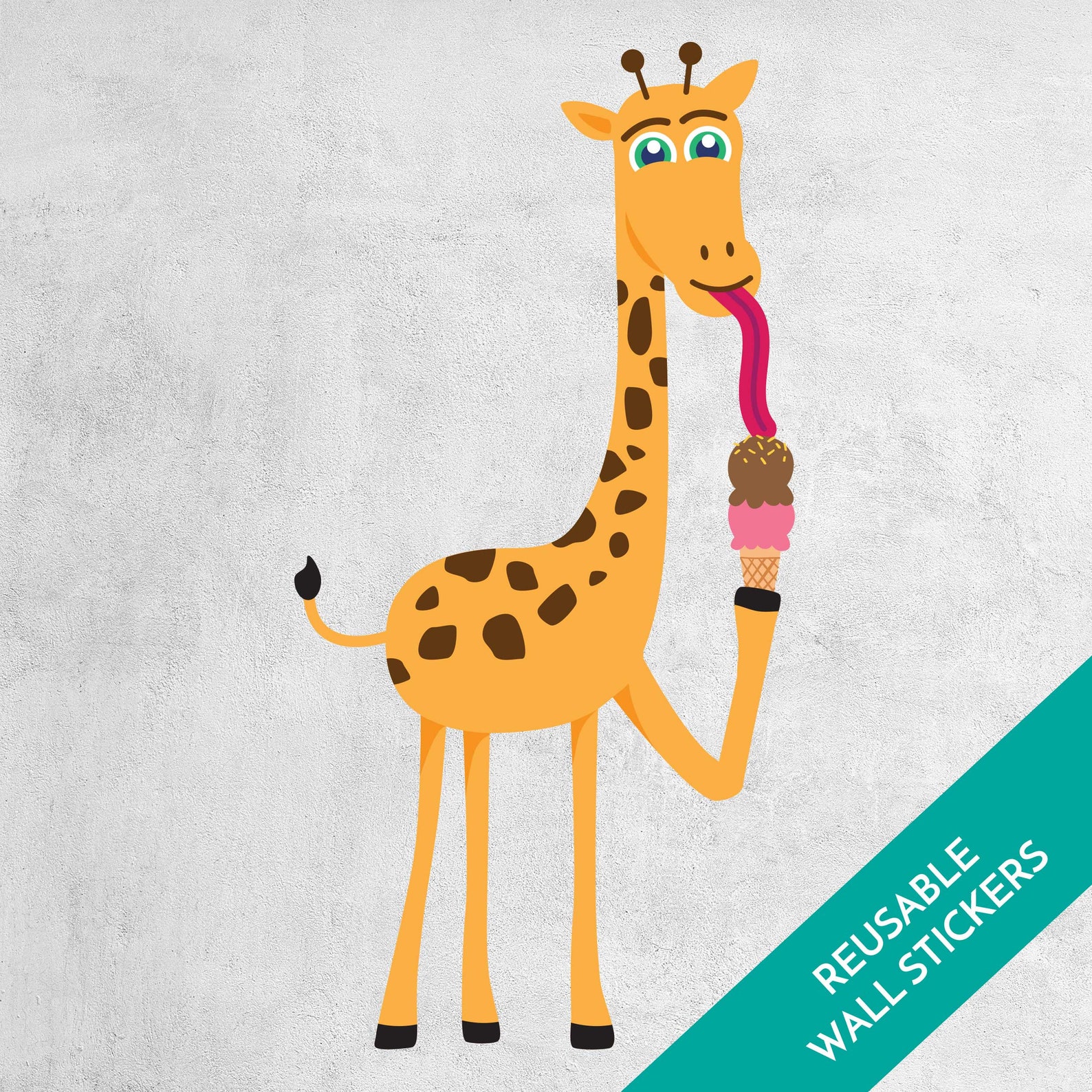 Wall Decal Jerry the Giraffe Eating Ice Cream for Kids - Etsy