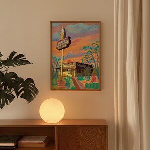 Sandy's Austin Texas Print Colorful Sunset Plant Poster Retro Vintage ...