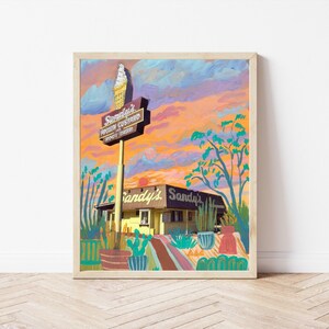 Sandy's Austin Texas Print | Colorful Sunset Plant Poster | Retro ...