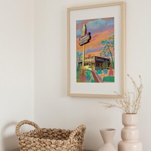 Sandy's Austin Texas Print | Colorful Sunset Plant Poster | Retro ...